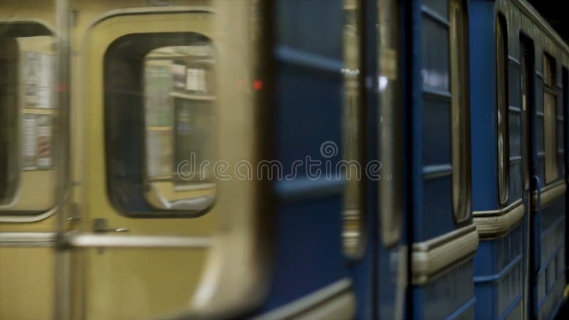 Close Up for Windows of the Underground Carriage at the Subway Station ...