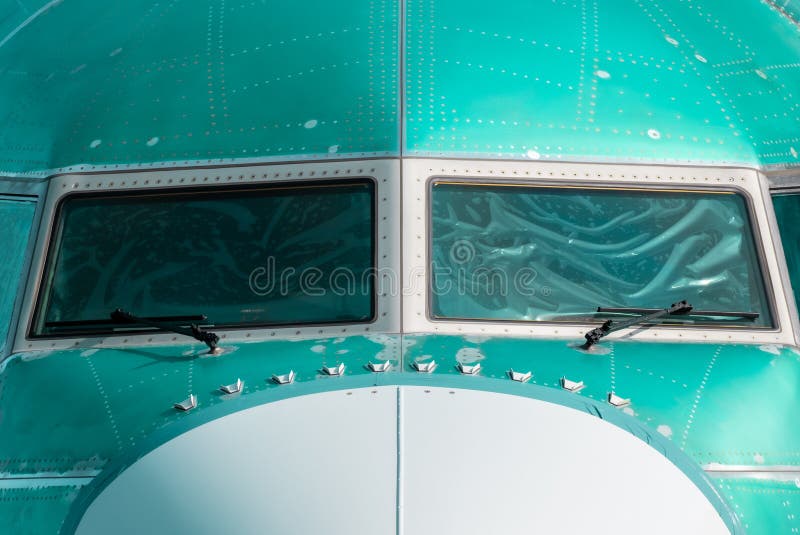 Close-up of the Windscreen on a Brand New Unpainted Boeing 737 Stock ...