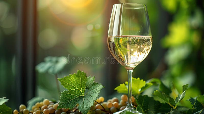 Close-up of Wine Glass and Single Grape Leaf Stock Photo - Image of ...