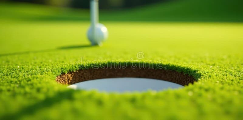 Close Up of Winning Golf Putt Sinking into Hole, Action, Focus Stock Illustration - Illustration ...