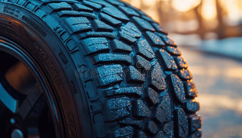 Close-up, Winter Car-tire Tread Pattern with Low Depth of Field, Winter ...