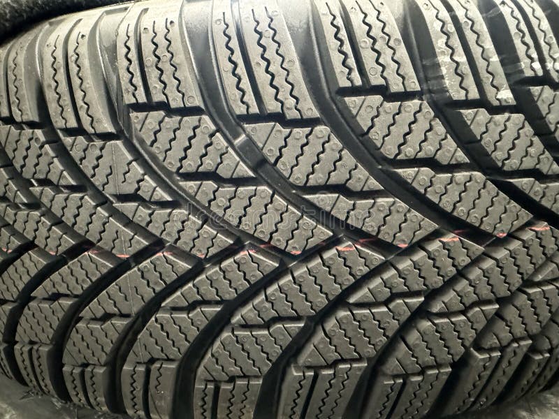 Close-up of Winter Tire Tread Pattern for Enhanced Traction and Safety ...
