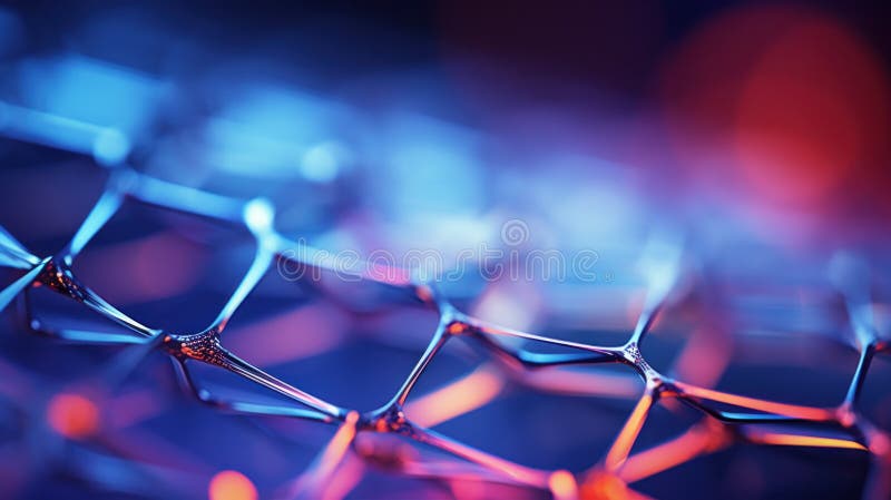 A Close Up of a Wire Mesh with Red and Blue Lights, AI Stock ...
