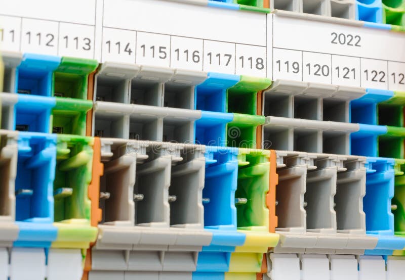 Close Up Wiring Connectors, Terminal Blocks. Stock Photo - Image of ...
