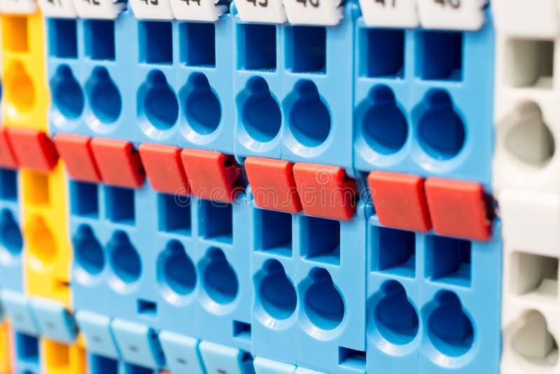 Close Up Wiring Connectors, Terminal Blocks. Stock Photo - Image of ...