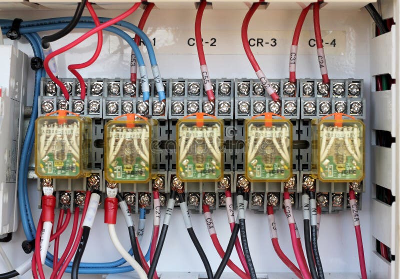 Close Up Wiring -Control Panel with Wires Stock Photo - Image of link ...
