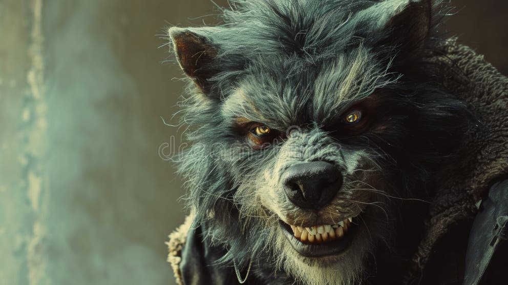 A Close Up of a Werewolf with Big Teeth and Fur, AI Stock Image - Image ...