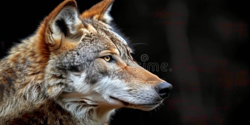 Close Up of a Wolf on Black Background Stock Image - Image of hunting ...