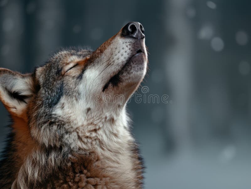 Close-up of a Wolf Howling in the Dark Stock Illustration ...