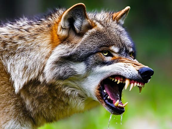A Close Up of a Wolf with Its Mouth Open Showing Its Teeth Stock Image ...