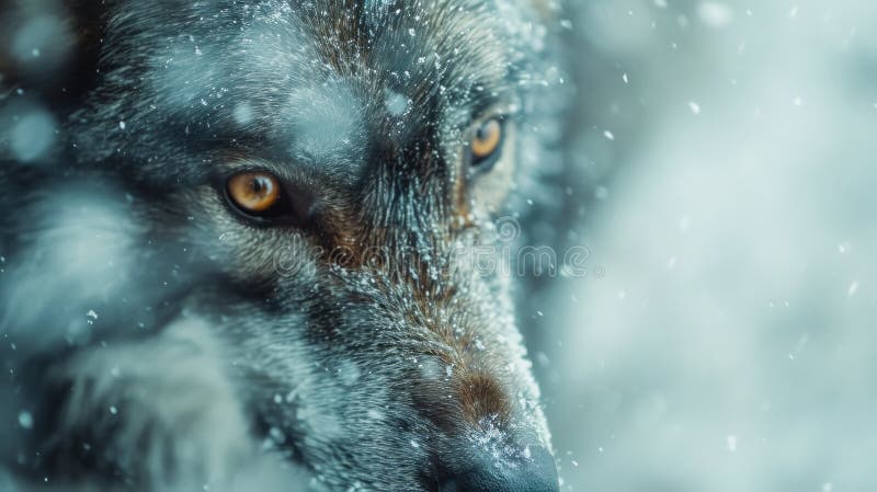A Close Up of a Wolf Looking at the Camera in Snow, AI Stock Image ...