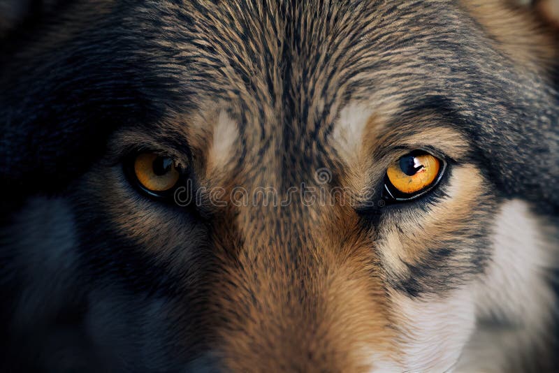 Close-up of a Wolf S Face, with Piercing Eyes and Sharp Teeth Stock ...