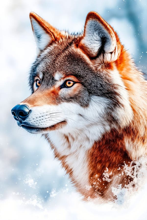 A Close Up of a Wolf S Face in the Snow Stock Image - Image of forest ...