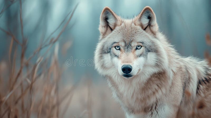 A Close Up of a Wolf Standing in Tall Grass, AI Stock Photo - Image of ...