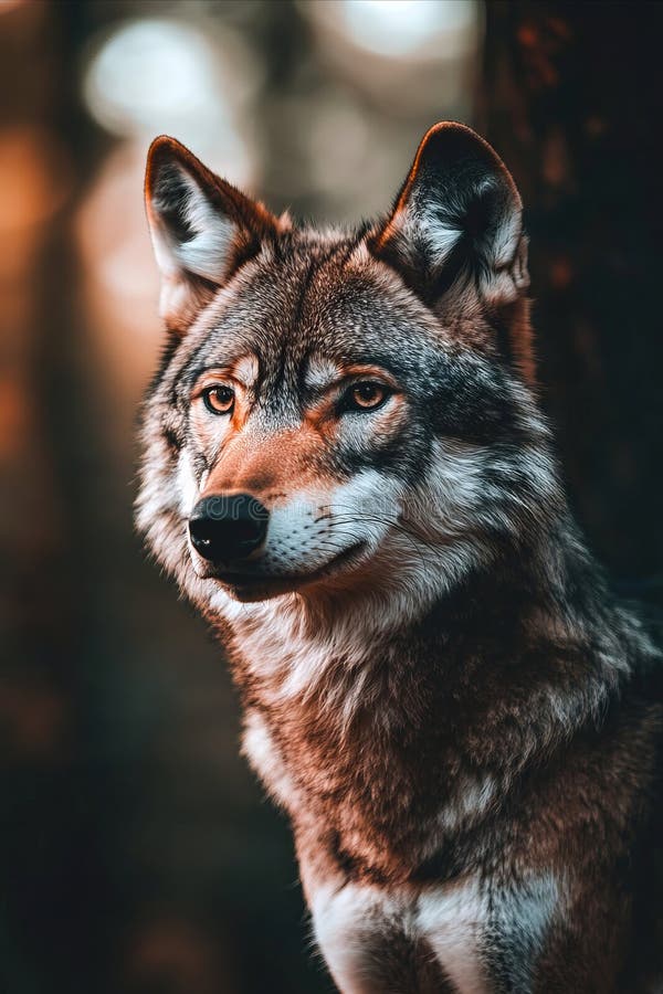 A Close Up of a Wolf Standing in the Woods Stock Photo - Image of ...