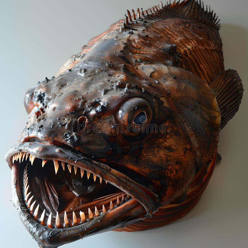 Close Up of a Wolffish with Its Mouth Open Showing Sharp Teeth ...