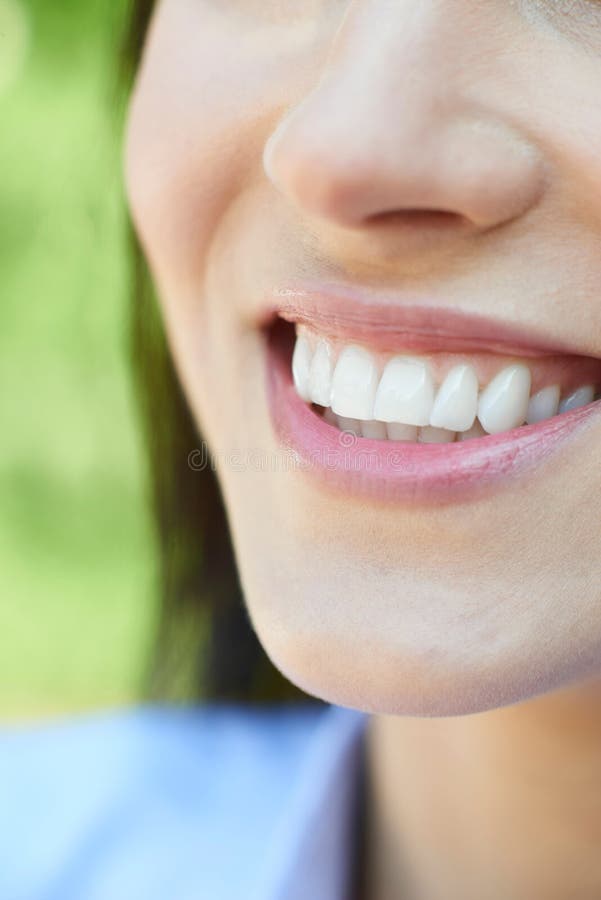 Close Up of Woman with Beautiful Teeth and a Perfect Smile Stock Photo ...