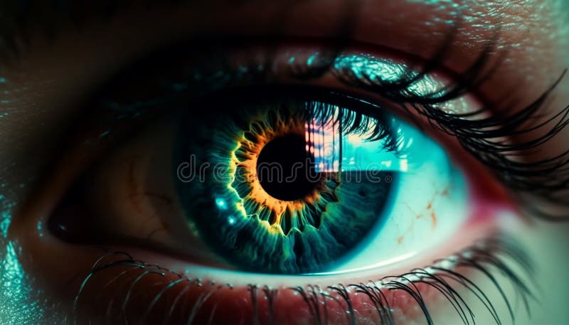 Close Up of a Woman Blue Eye, Staring into the Camera Generated by AI ...