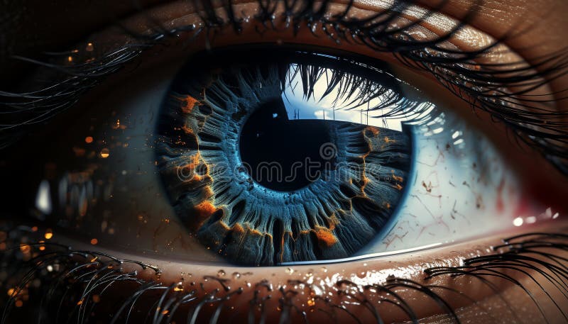 Close Up of a Woman Blue Eye Staring Generated by AI Stock Illustration ...