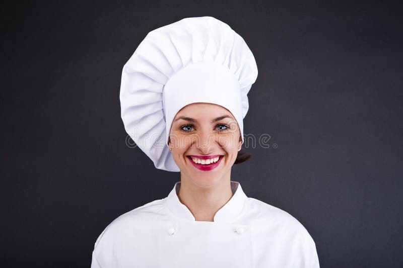 Close Up Woman Cook Hat Over Dark Wall Stock Photos - Free & Royalty ...