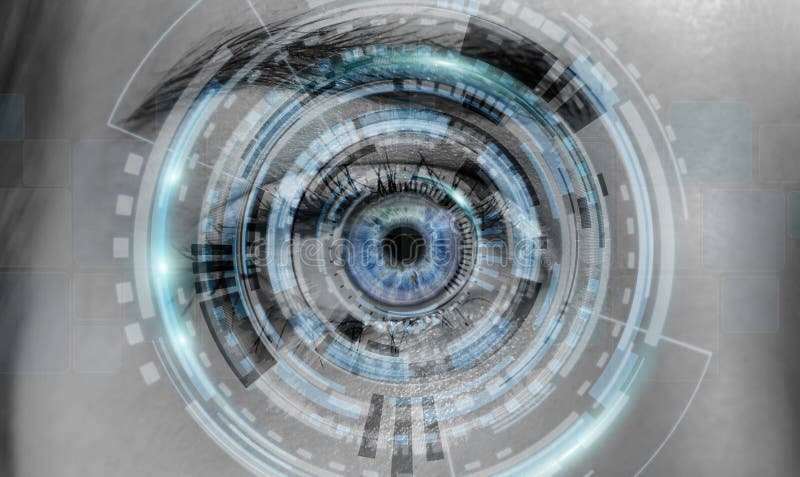 Close-up of Woman Digital Eye 3D Rendering Stock Illustration ...