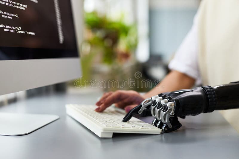 Woman with Disability Working with Computer Program Stock Photo - Image ...