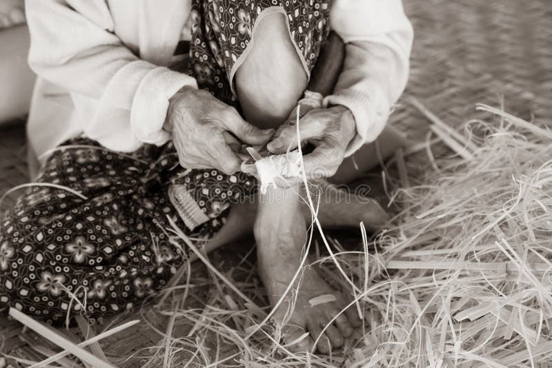 Close Up of a Woman Doing Basketwork, Wickerwork Stock Photo - Image of ...