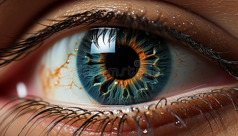 Close Up of a Woman Eye, Looking at Camera with Blue Iris Generated by ...