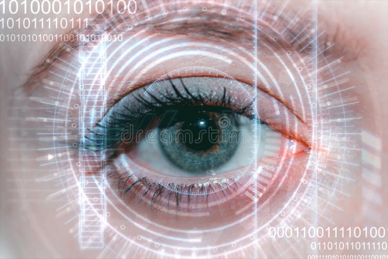 Close Up of Woman Eye in Process of Scanning Stock Image - Image of ...
