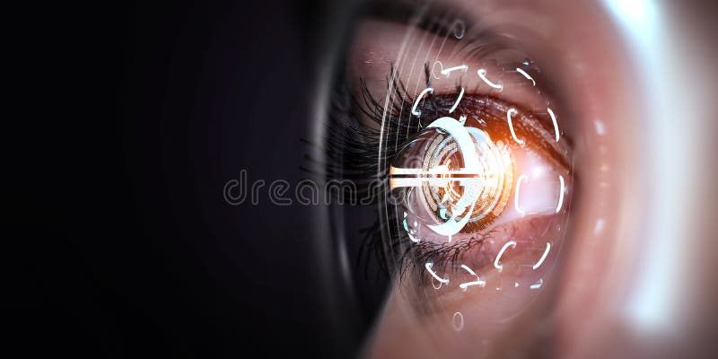 Close Up of Woman Eye in Process of Scanning Stock Photo - Image of ...
