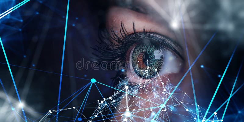 Close Up of Woman Eye in Process of Scanning Stock Image - Image of ...