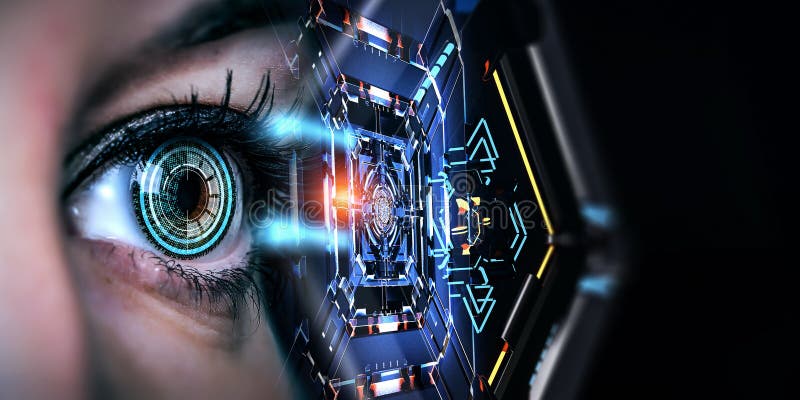 Close Up of Woman Eye in Process of Scanning Stock Photo - Image of ...