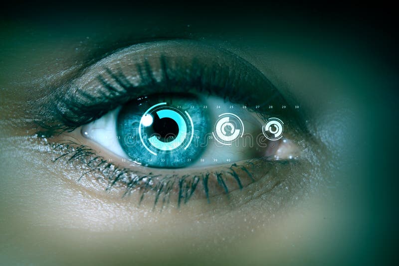 Close Up of Woman Eye in Process of Scanning Stock Photo - Image of ...