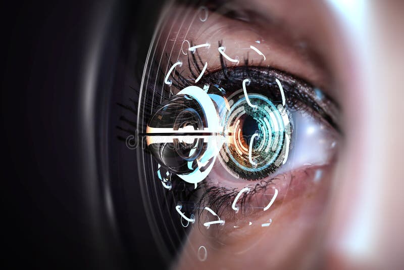 Close Up of Woman Eye in Process of Scanning Stock Image - Image of ...