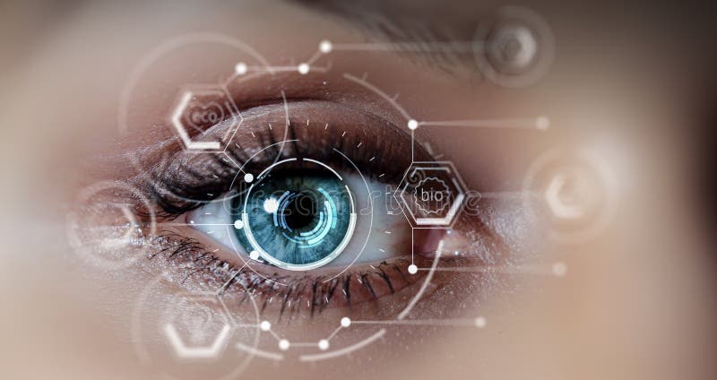 Close Up of Woman Eye in Process of Scanning Stock Illustration ...