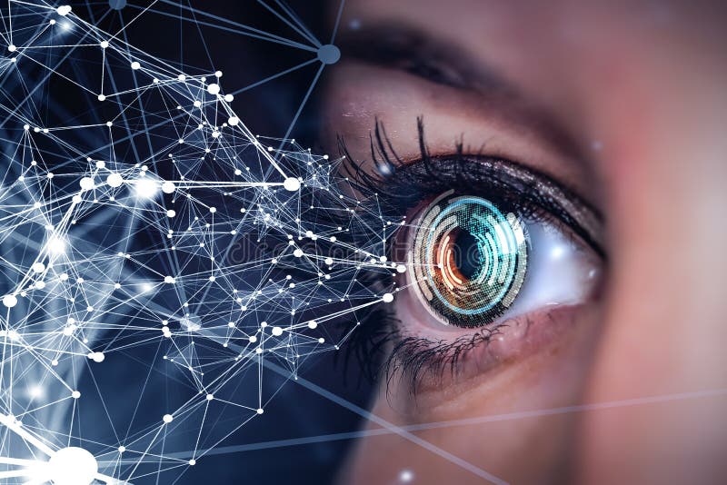 Close Up of Woman Eye in Process of Scanning Stock Image - Image of ...