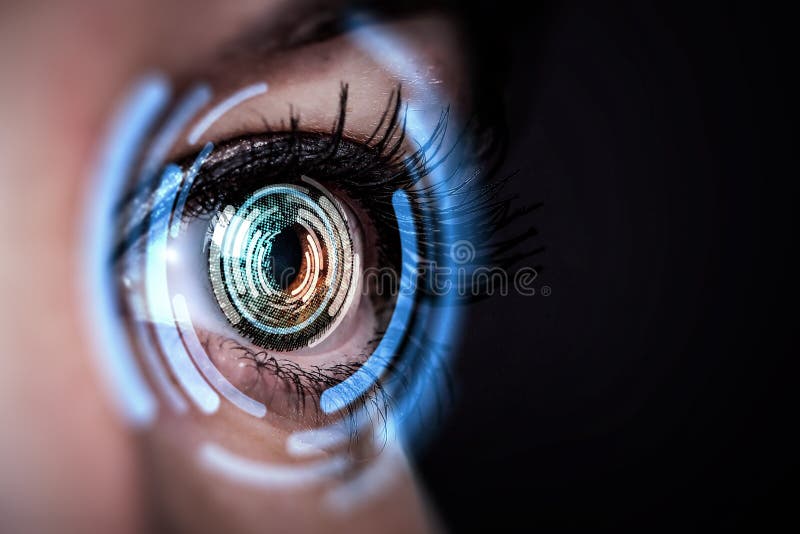 Close Up of Woman Eye in Process of Scanning Stock Image - Image of ...