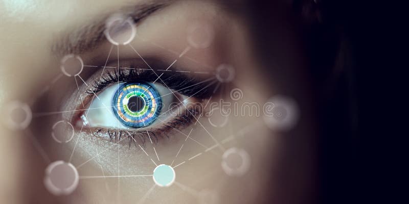 Close Up of Woman Eye in Process of Scanning Stock Photo - Image of ...