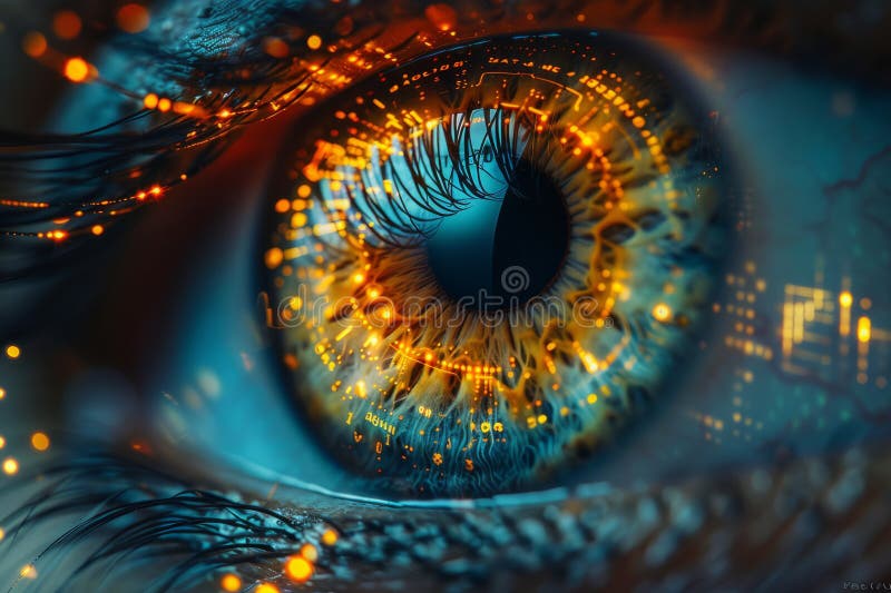 Close-up Scanning Eye . Biometric and Technology Concept Stock Image ...