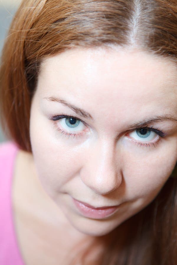 Close Up Woman Face Looking at Camera Stock Photo - Image of head, look ...