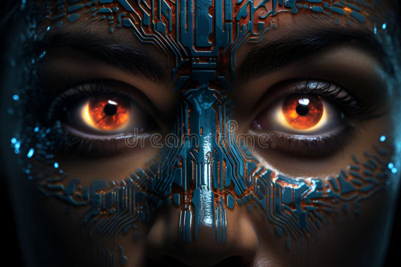 Close-up Scanning Eye . Biometric and Technology Concept Stock Image ...