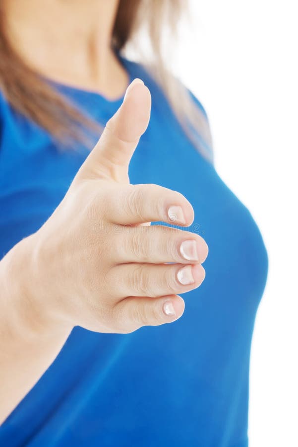 Close Up on Woman Giving a Hand. Stock Image - Image of confident ...