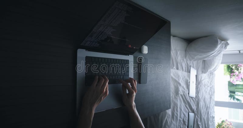 Close Up Woman It Hacker Programmer Typing Programming Code On Computer Keyboard Vertical Video