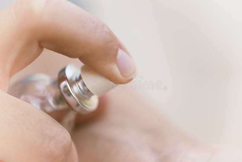 Close- Up of Woman Hand Applying Perfume. Stock Photo - Image of woman ...