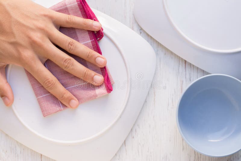Close Up Woman Hand Cleaning Kitchenware Stock Photo - Image of faucet ...