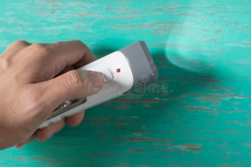 Close Up Woman Hand Holding Modern Flashlight ,LED Flashlight. Stock ...