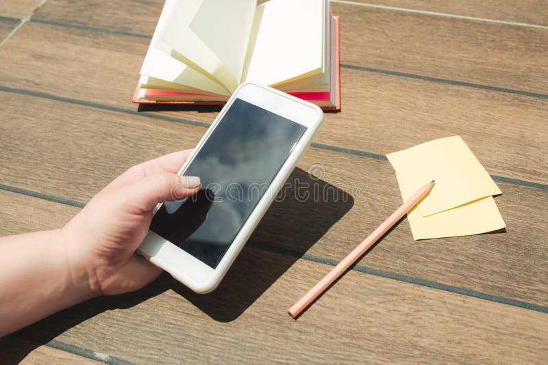 Close-up Woman Hand Holding with Note Pad and Notebook Stock Image ...