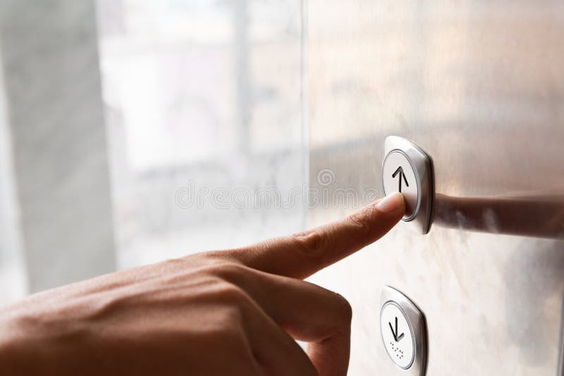 Close Up Woman Hand Press a Up Button of Elevator Stock Image - Image ...