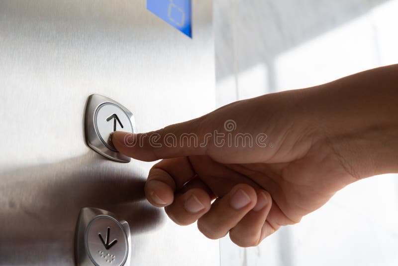Close Up Woman Hand Press a Up Button of Elevator Stock Photo - Image ...