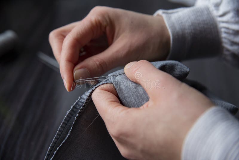 Close Up of Woman Hand Sewing Stock Photo - Image of design, close ...